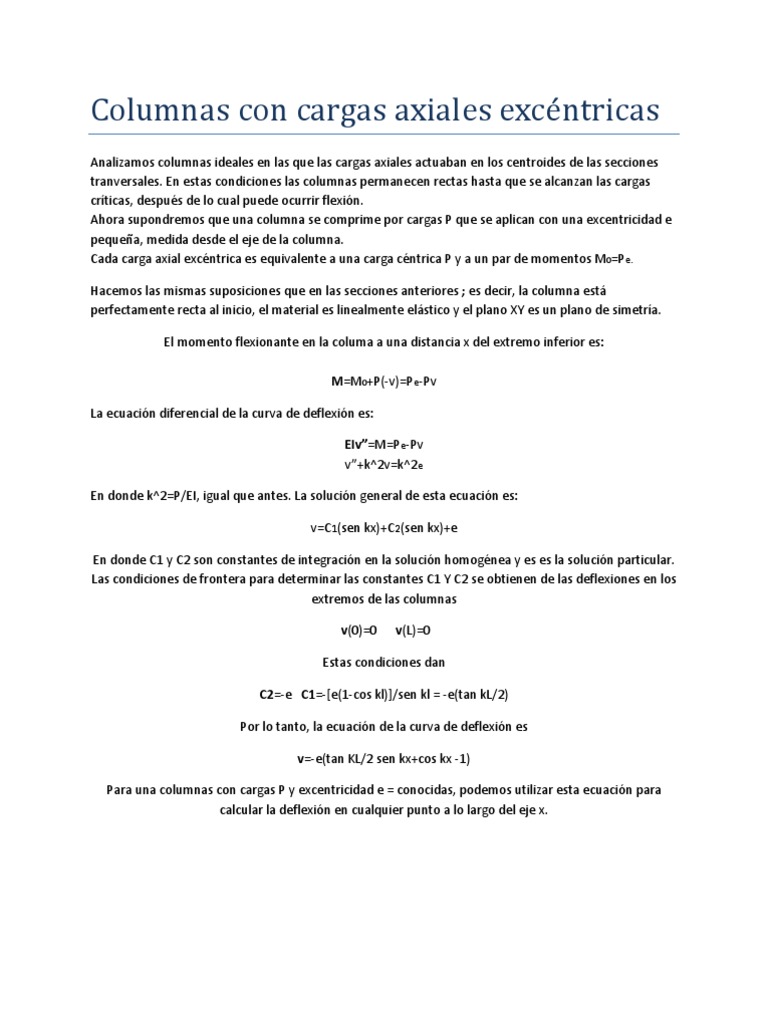 Columnas excéntricas ecuación secante | PDF | Ecuaciones | Elasticidad (Física)