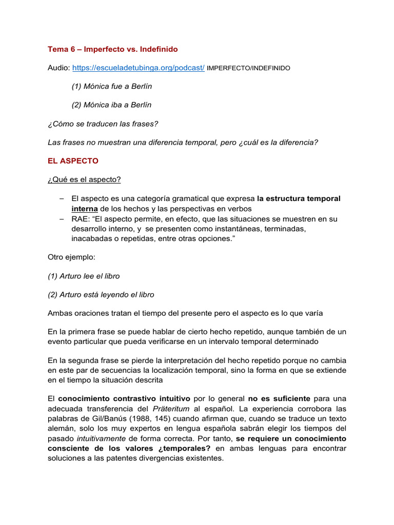 Imperfecto vs. Indefinido en Español | PDF | Narración | Verbo