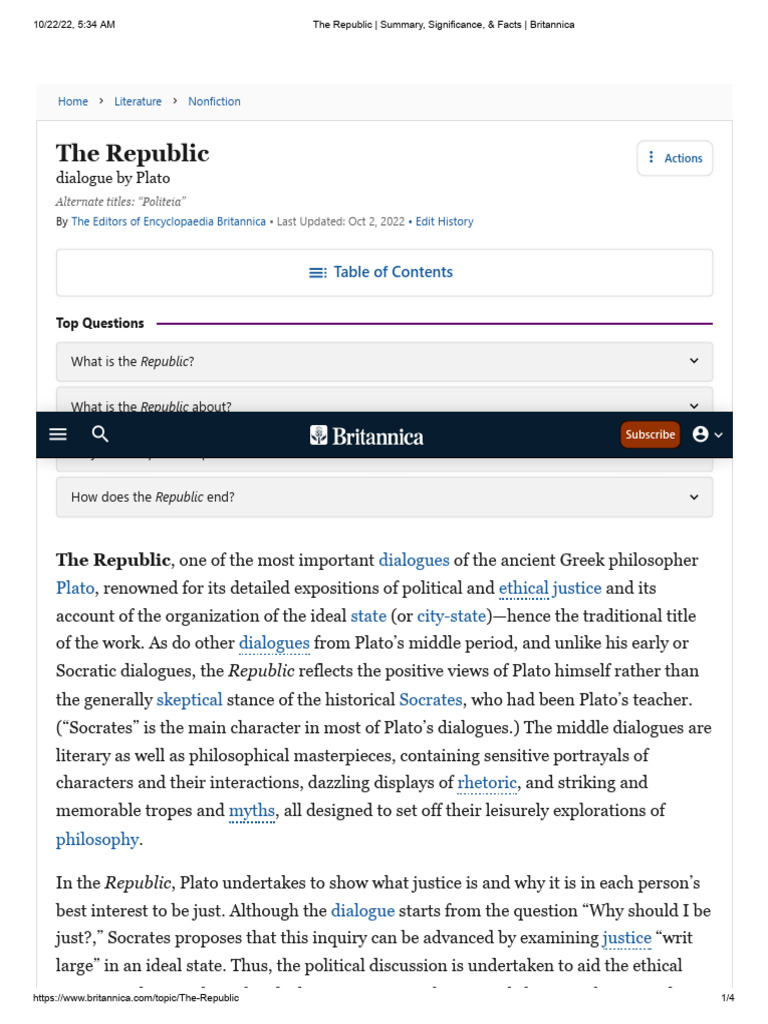 The Republic - Summary, Significance, & Facts - Britannica | PDF ...
