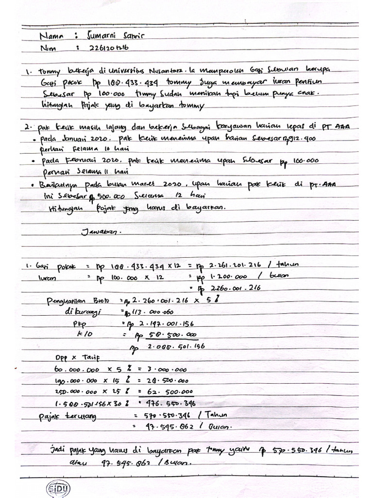 Sumarni Sahrir Tugas Perpajakan | PDF