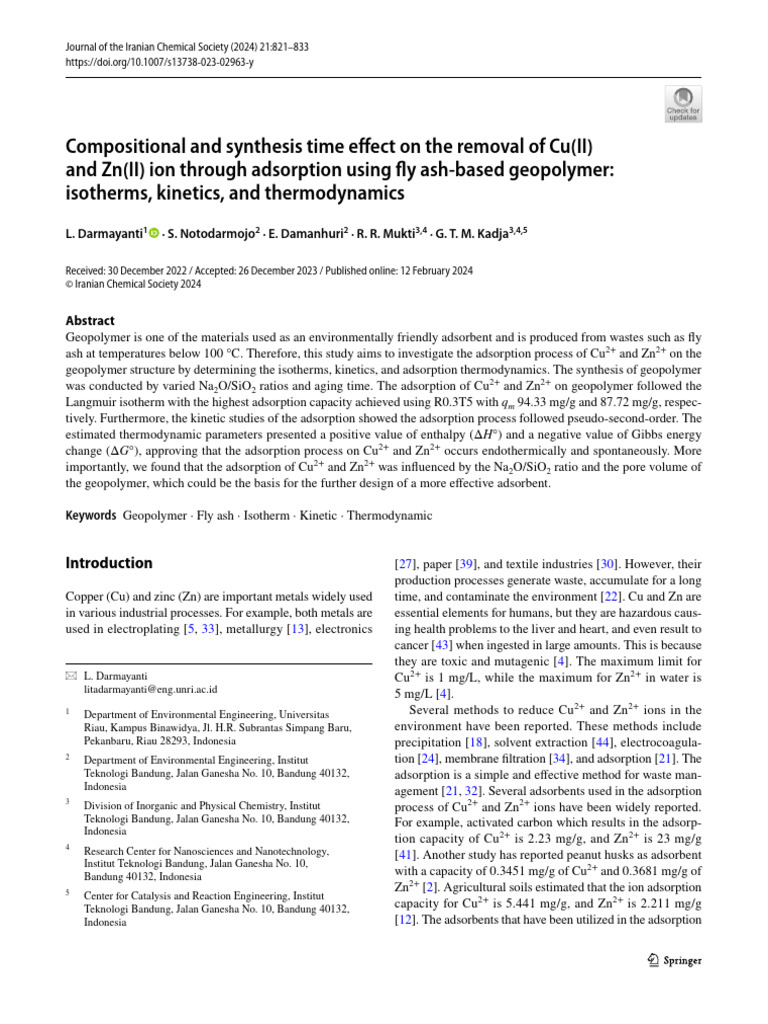 Compositional and Synthesis Time Effect On The Removal of Cu (II ...