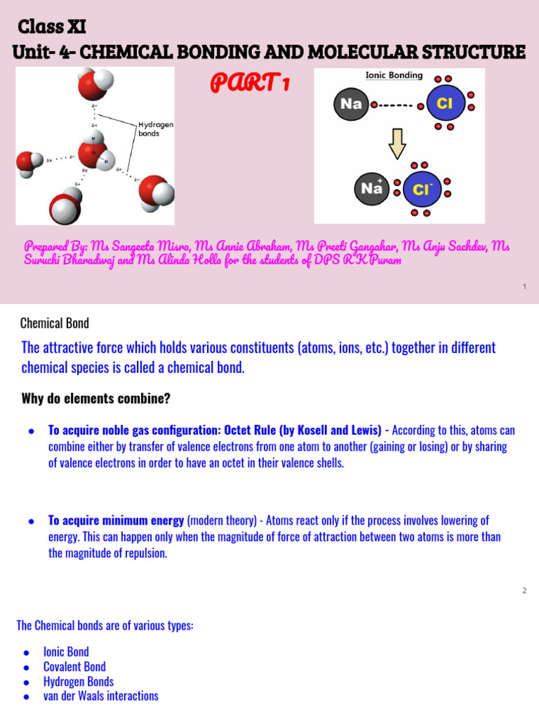 Unit 4-Chemical Bonding - 1 | PDF | Ionic Bonding | Chemical Bond