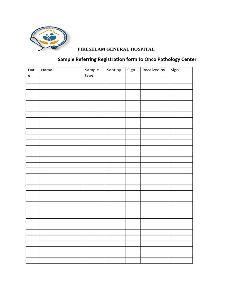 Sample Referring Registration Form To Onco Pathology Center | PDF