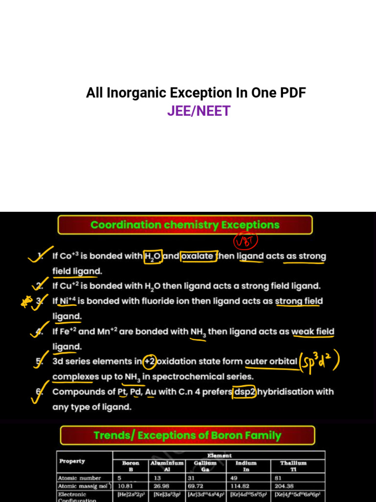 All Inorganic Exceptions in One PDF | PDF