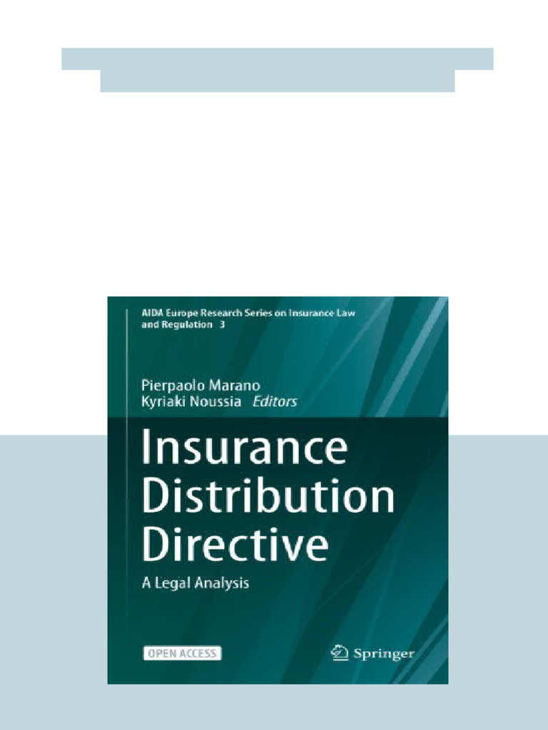 Insurance Distribution Directive: A Legal Analysis Pierpaolo Marano ...