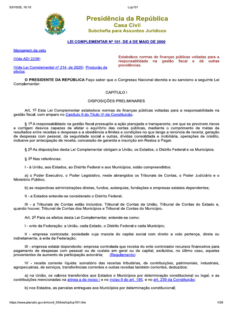 Lei Complementar Federal 101.2000 | PDF
