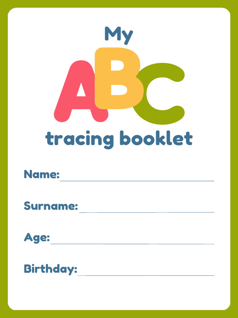 My ABC Tracing Booklet Printable Multicolour Simple Educational Style | PDF
