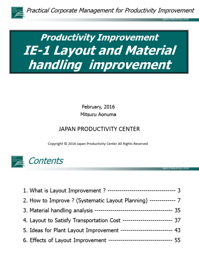 (HO4) IE-1 Layout and Material Handling Improvement-2016rev2.0 | PDF | Room