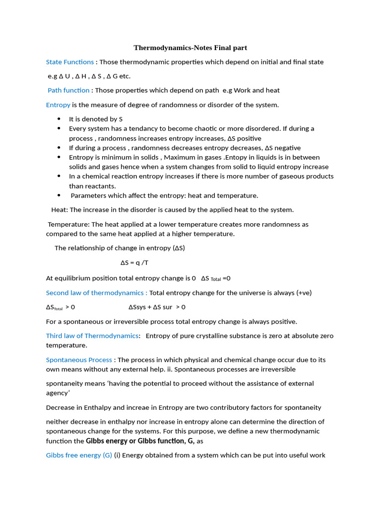 Thermodynamics Final Part | PDF | Entropy | Gibbs Free Energy