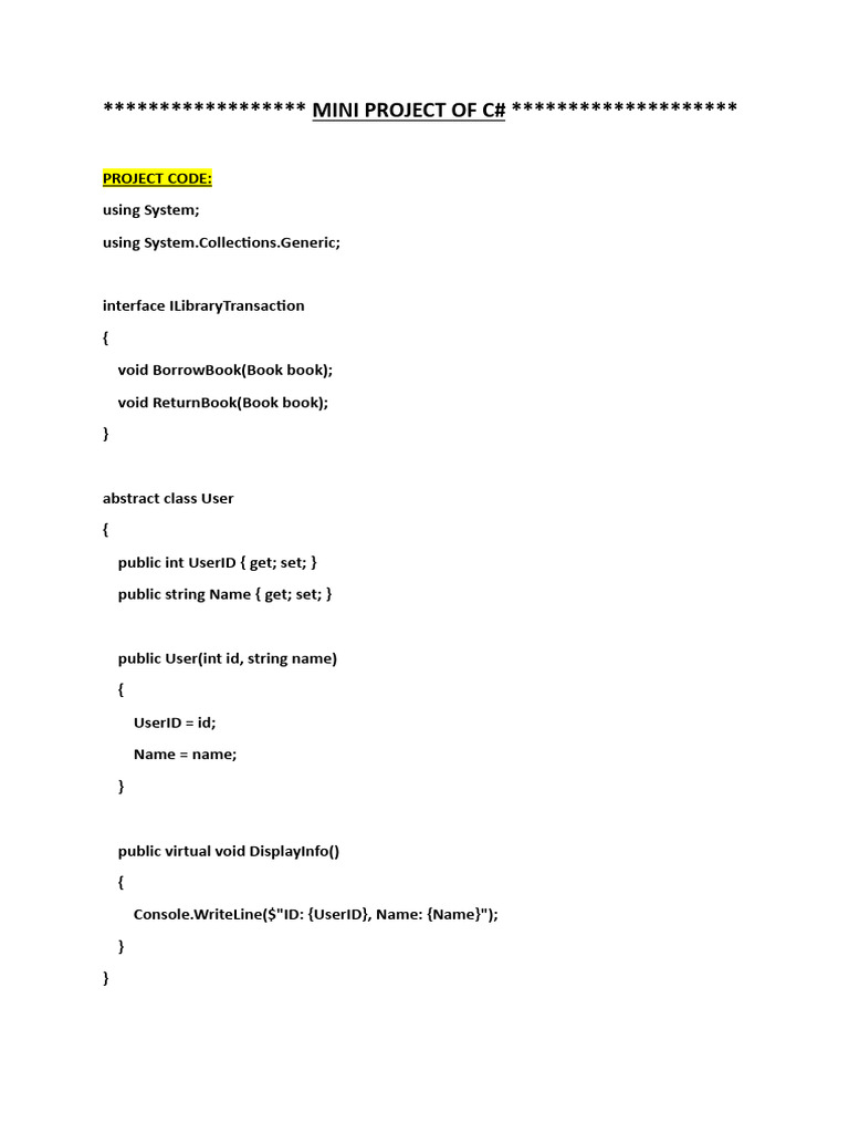 C# Library Management System Project | PDF | C Sharp (Programming ...