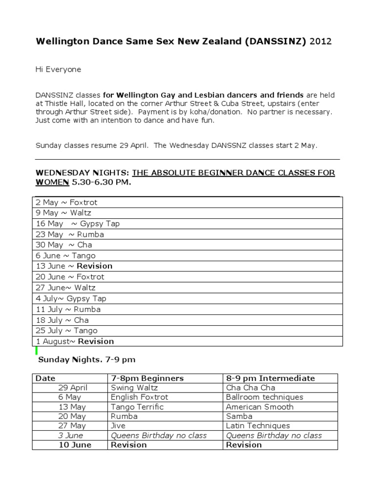 Wellington Dance Same Sex New Zealand Pdf Language Arts And Discipline