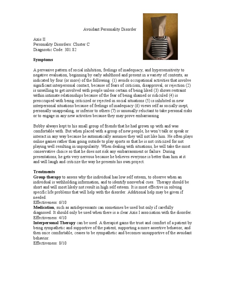 Avoidant Personality Disorder | PDF | Personality Disorder ...