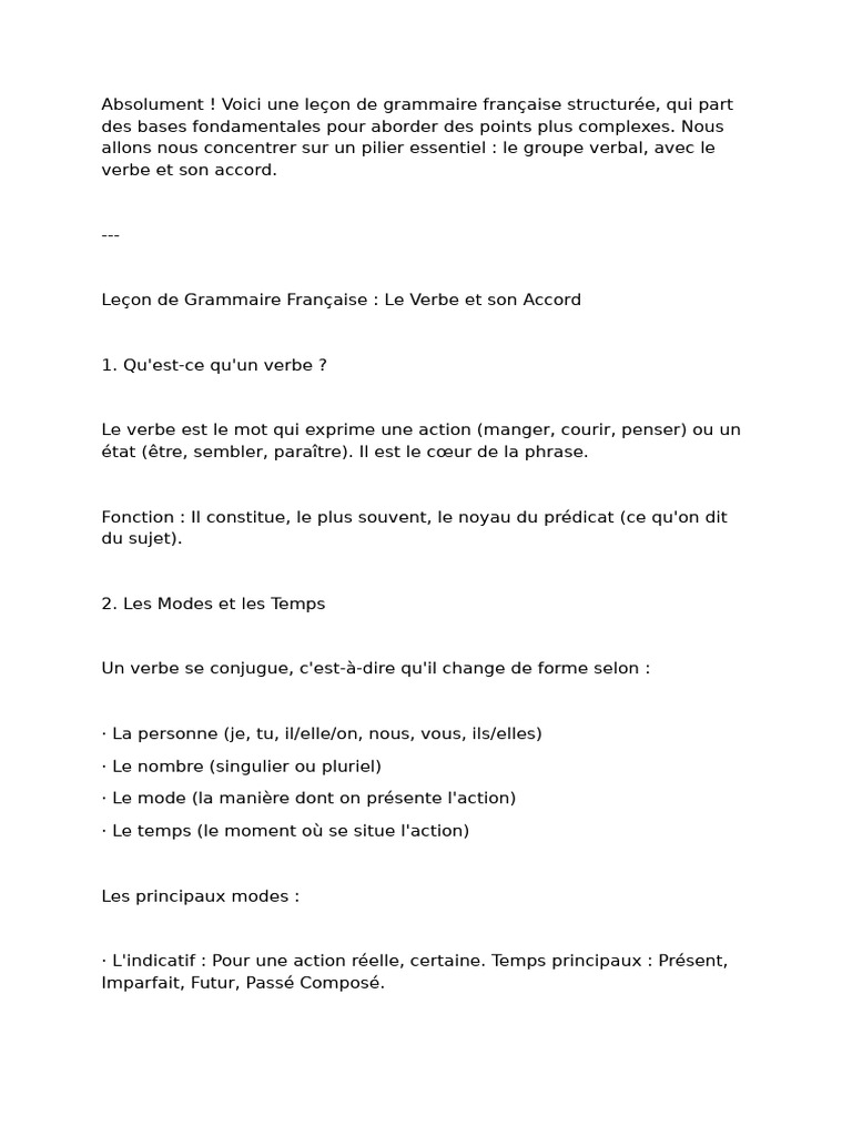 Accord du Verbe en Grammaire Française | PDF | Nombre grammatical ...