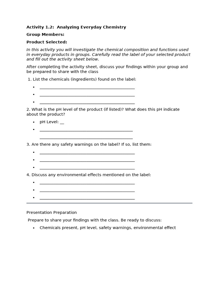 Everyday Product Chemistry Analysis | PDF