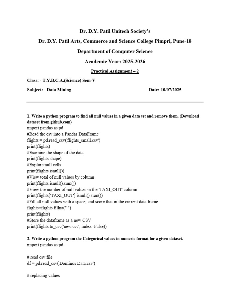 DM Practical Assignment 2 | PDF