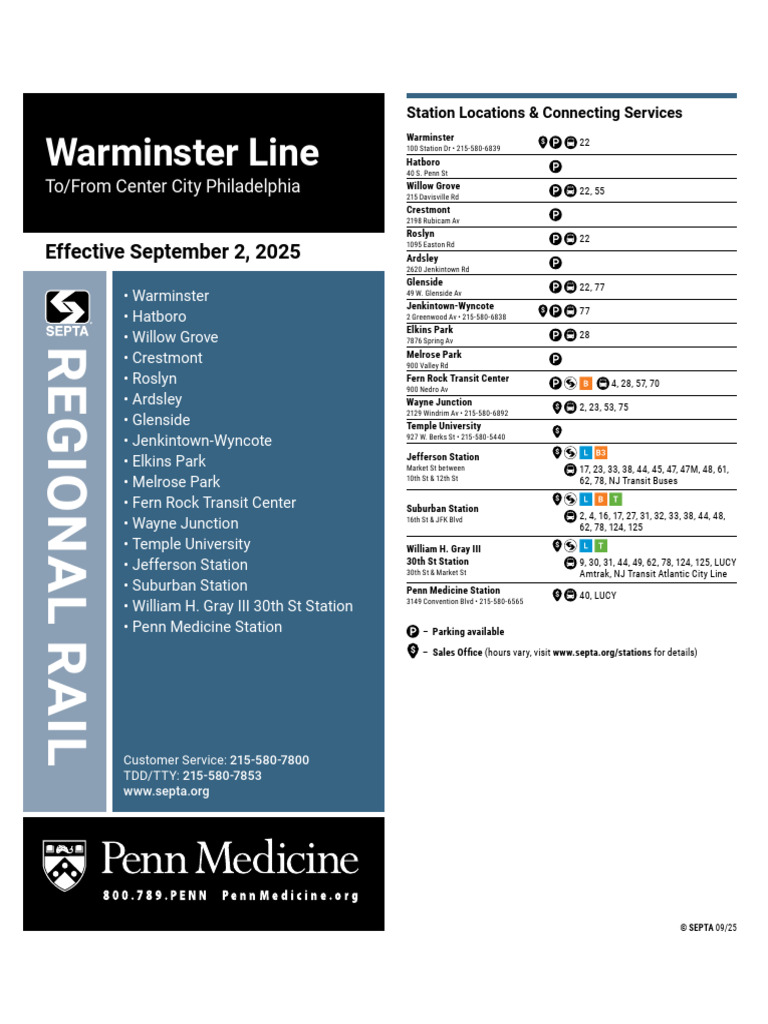 Warminster Line Schedule Overview | PDF | Workweek And Weekend ...