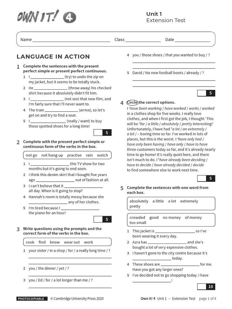 Unit1 Extension Test Without Answers | PDF | Clothing | Softlines (Retail)