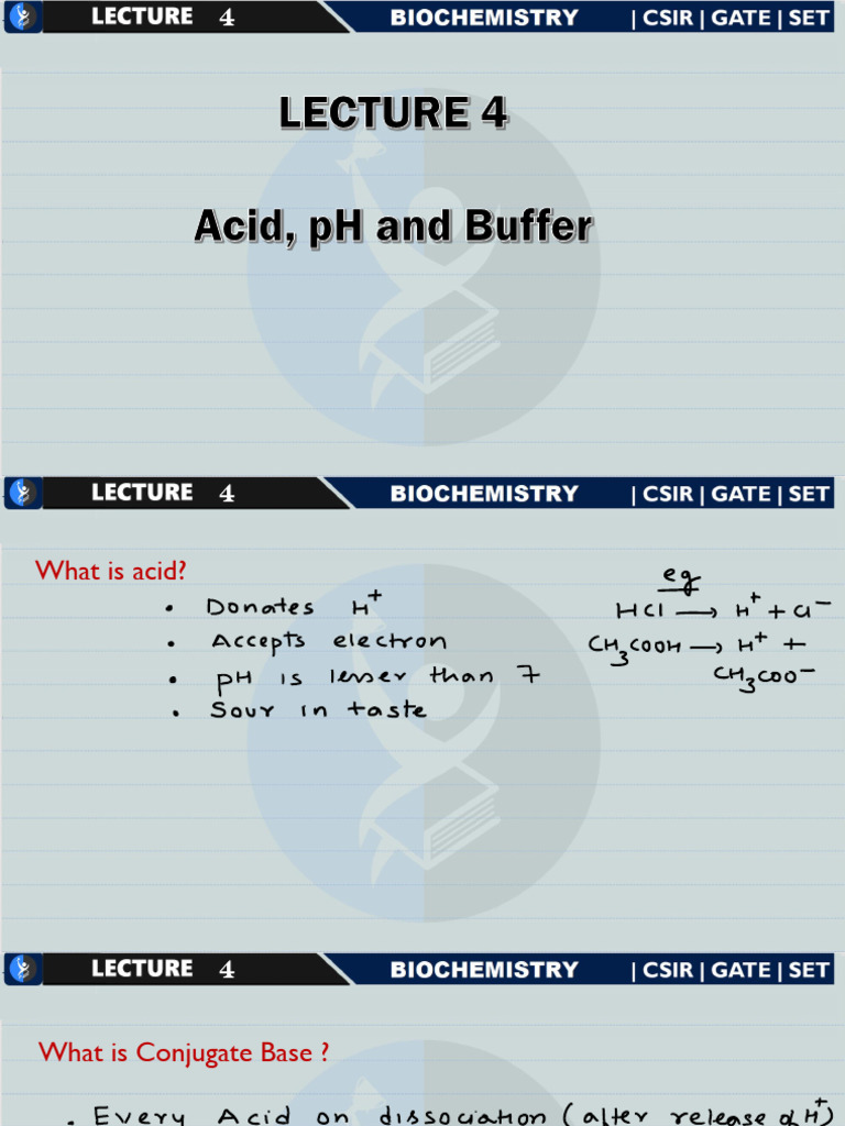 Biochemistry Lectures l04 Acid and PH | PDF | Ph | Acid