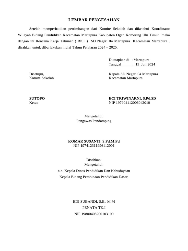 RKT SD Negeri 04 Martapura 2024-2025 | PDF
