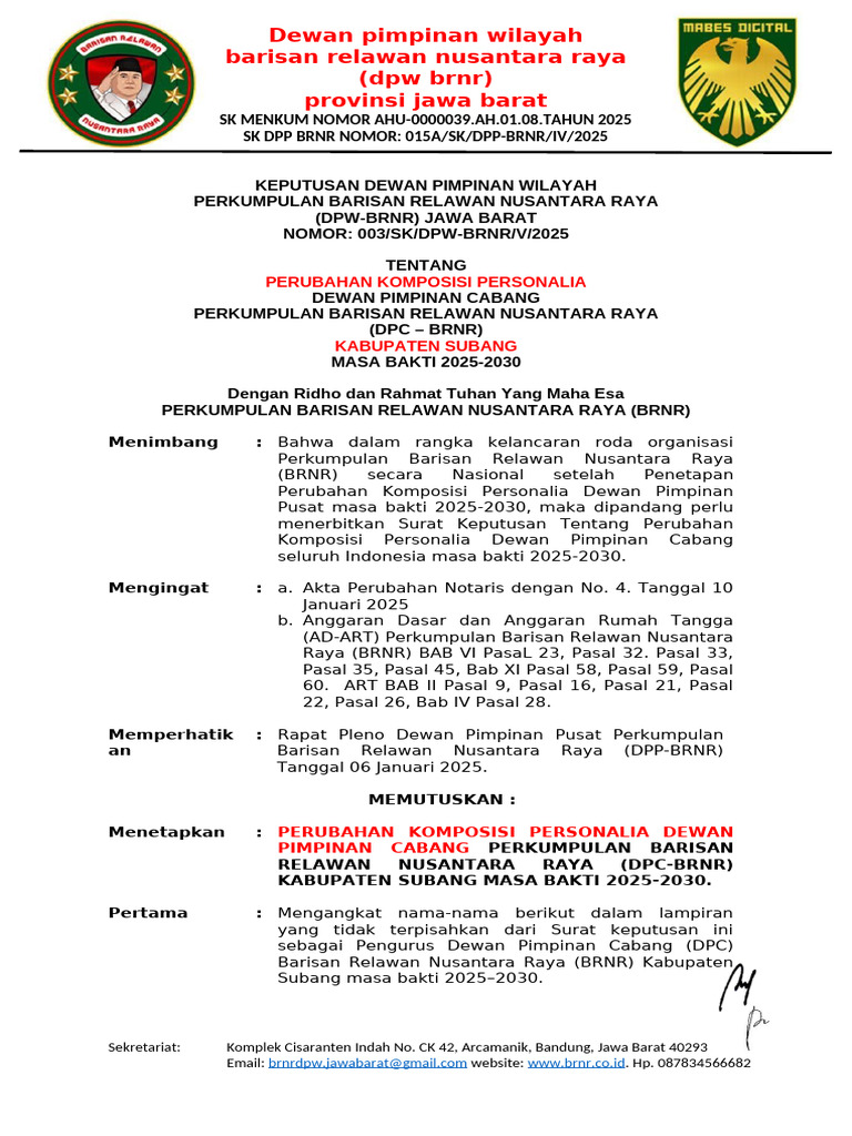 003_SK_KABUPATEN_SUBANG_TTD_Paraf_ dan CAP Digital | PDF