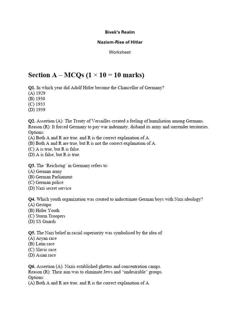 Worksheet Nazism 250919 173207 | PDF | Nazi Germany | Nazism