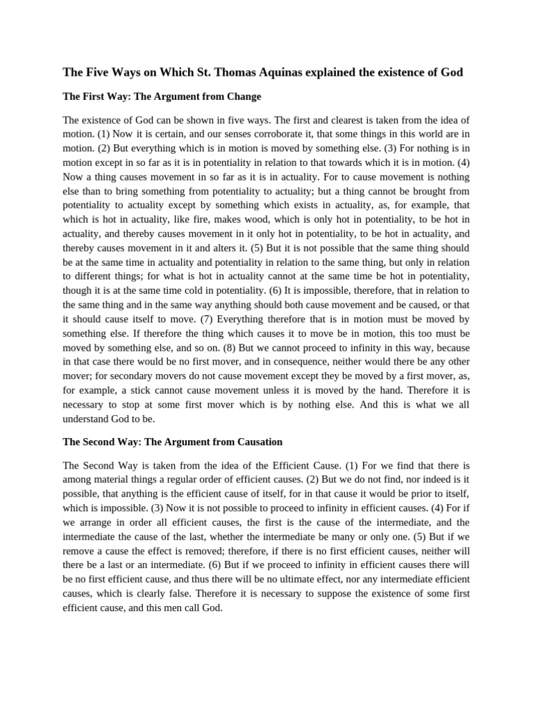 Aquinas' Five Arguments for God's Existence | PDF | Paul The Apostle ...