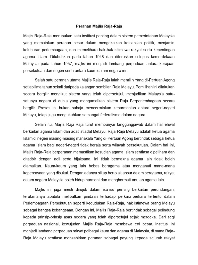 01 - Peranan Majlis Raja | PDF