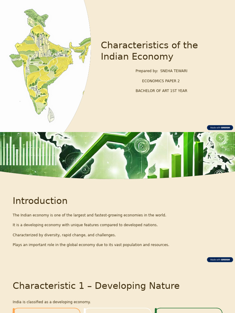 Characteristics of the Indian Economy | PDF | Economic Growth | Economy ...