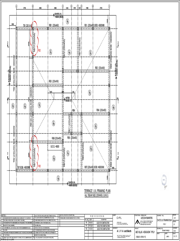 ABC - Type 01' - Roof LVL Framing Plan-Villas A09 & A10 | PDF