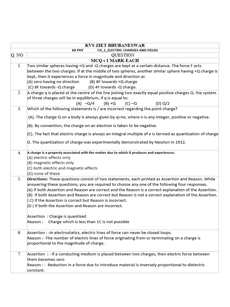 12 Physics Charges and Fields High Achievers Doc1 | PDF | Electric ...