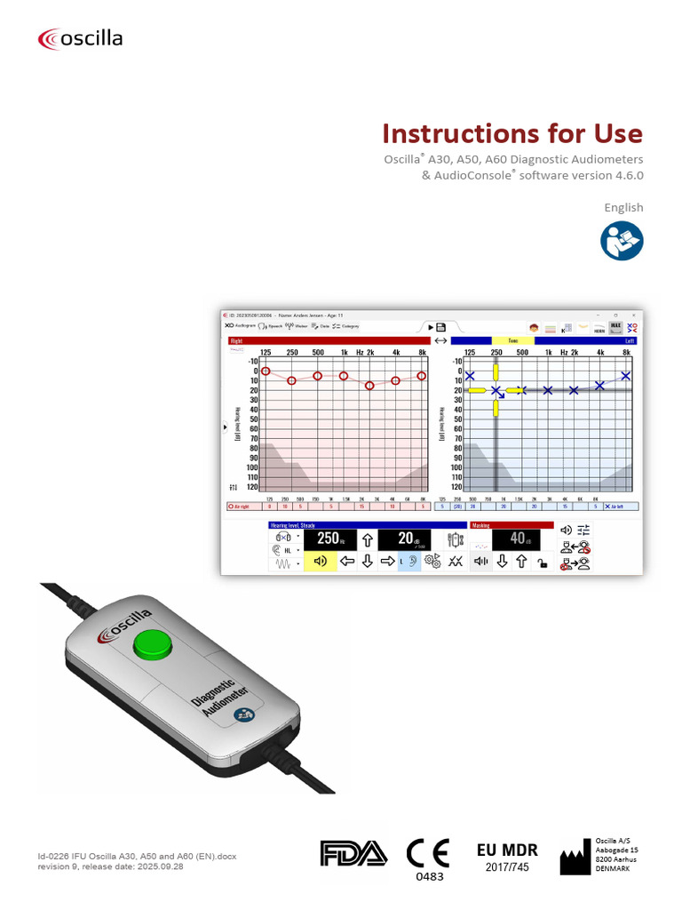 Manual de Uso Audiometro Oscilla A30, A50 | PDF | Usb | Frequency