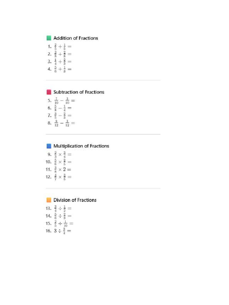 Fractions Quiz | PDF