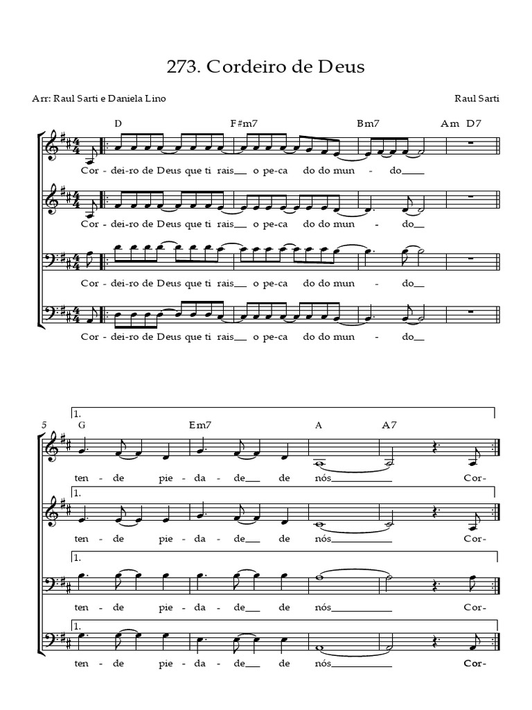 Letra da Música "Cordeiro de Deus" | PDF