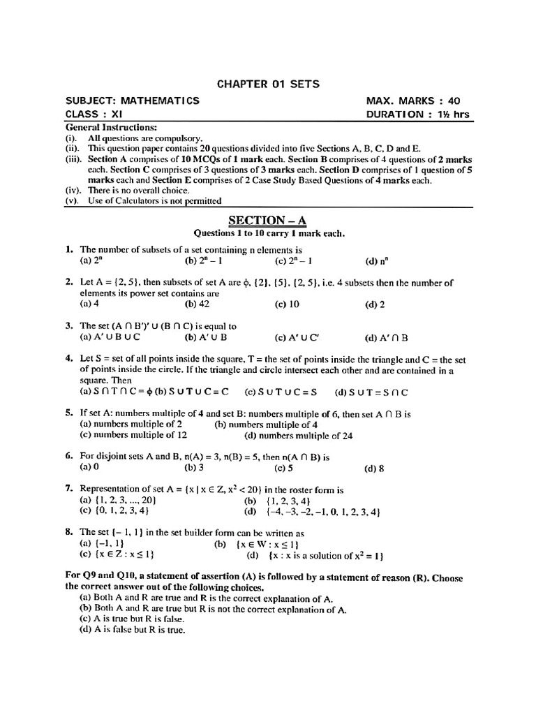 Sets QP and Answers | PDF