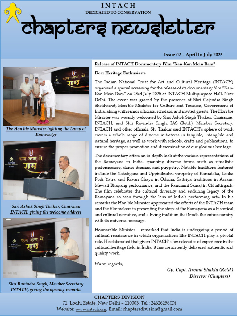 INTACH Chapter Apr-July'25 | PDF | Rama | Sita