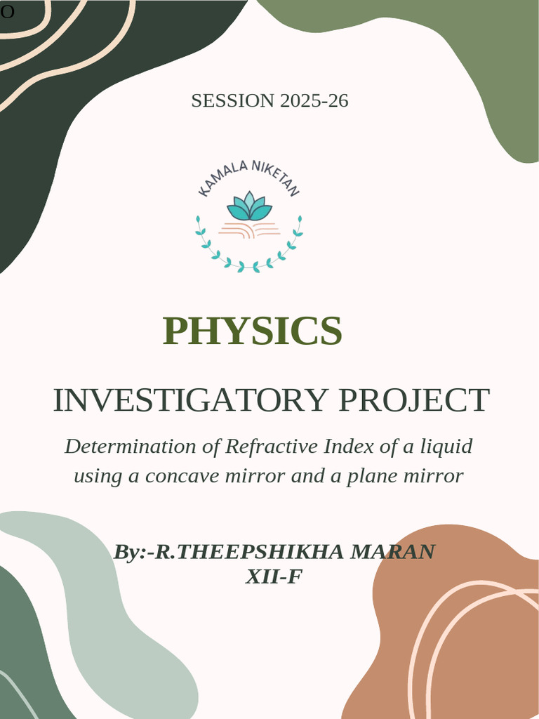Physics Project ... Finding Refractive Index of Water and Oil | PDF | Refractive Index | Refraction