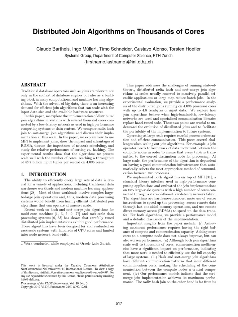 Distri Join Alg On Thousands of Cores | PDF | Message Passing Interface ...