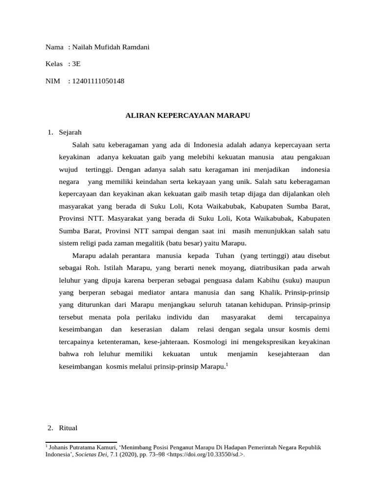 Kepercayaan Marapu: Ritual dan Sejarah | PDF