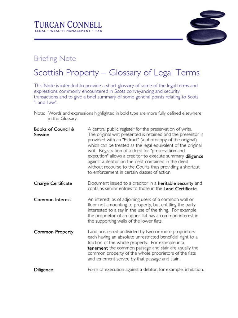 Scottish Property Legal Terms Glossary | PDF | Conveyancing | Law And ...