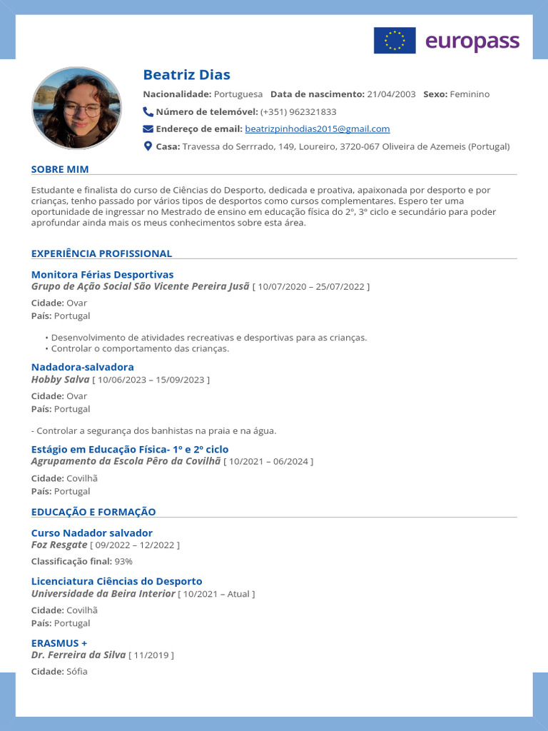 Currículo Final Bia Original | PDF | Portugal | Ensino médio