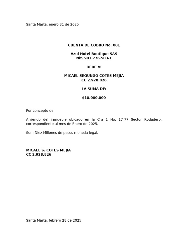 Cuentas de Cobro | PDF