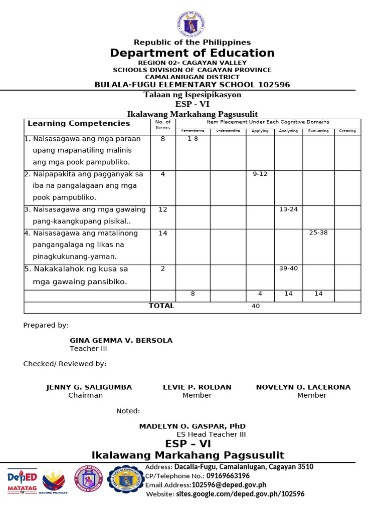 Periodic Exam in Esp 6 | PDF