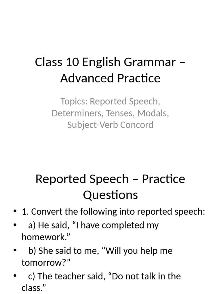 Class 10 Grammar Practice | PDF