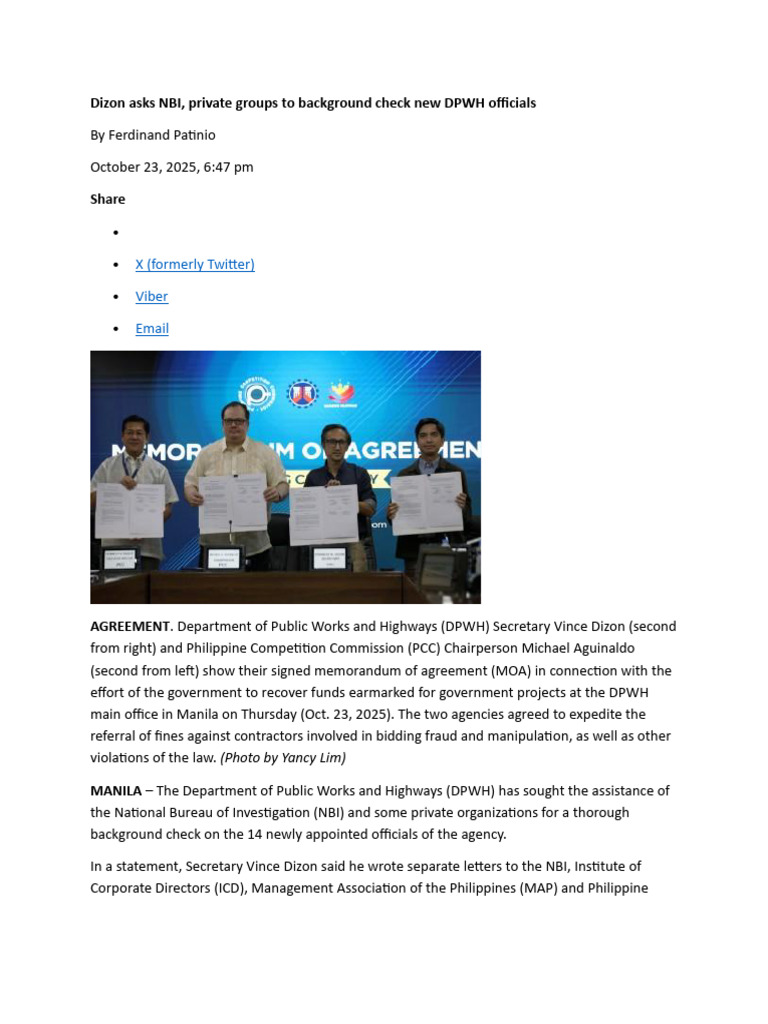 Dizon Asks NBI | PDF | Philippines