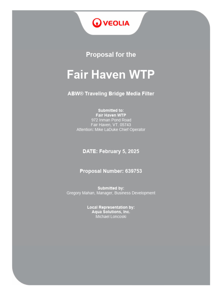 Fair Haven WTP ABW Filter Proposal | PDF | Taxation In The United ...