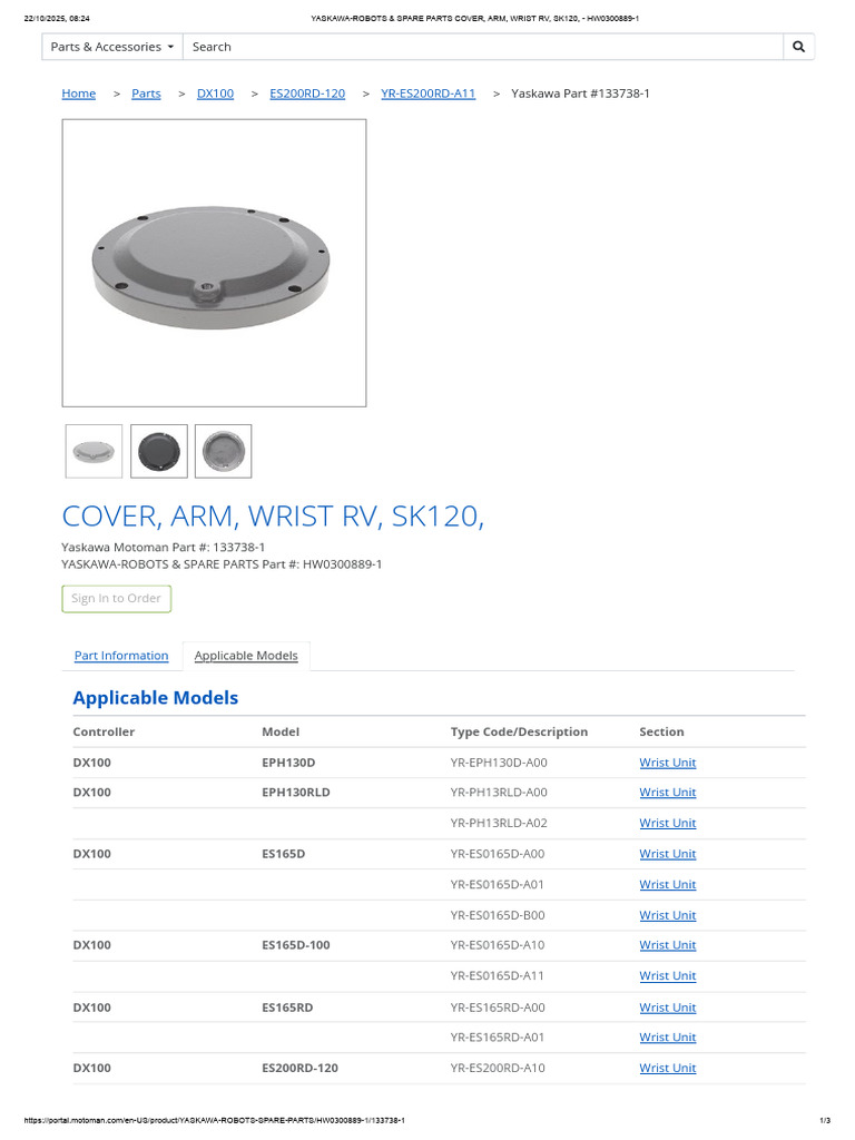 Yaskawa-Robots & Spare Parts Cover, Arm, Wrist RV, Sk120, - Hw0300889-1 ...