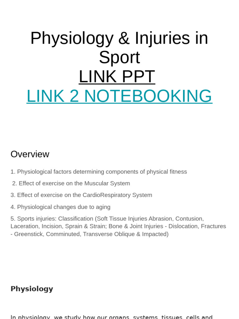 Injuries in Sport Presentation | PDF | Skeletal Muscle | Heart