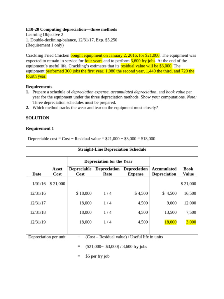 Exercises Depreciation | PDF | Depreciation | Investing