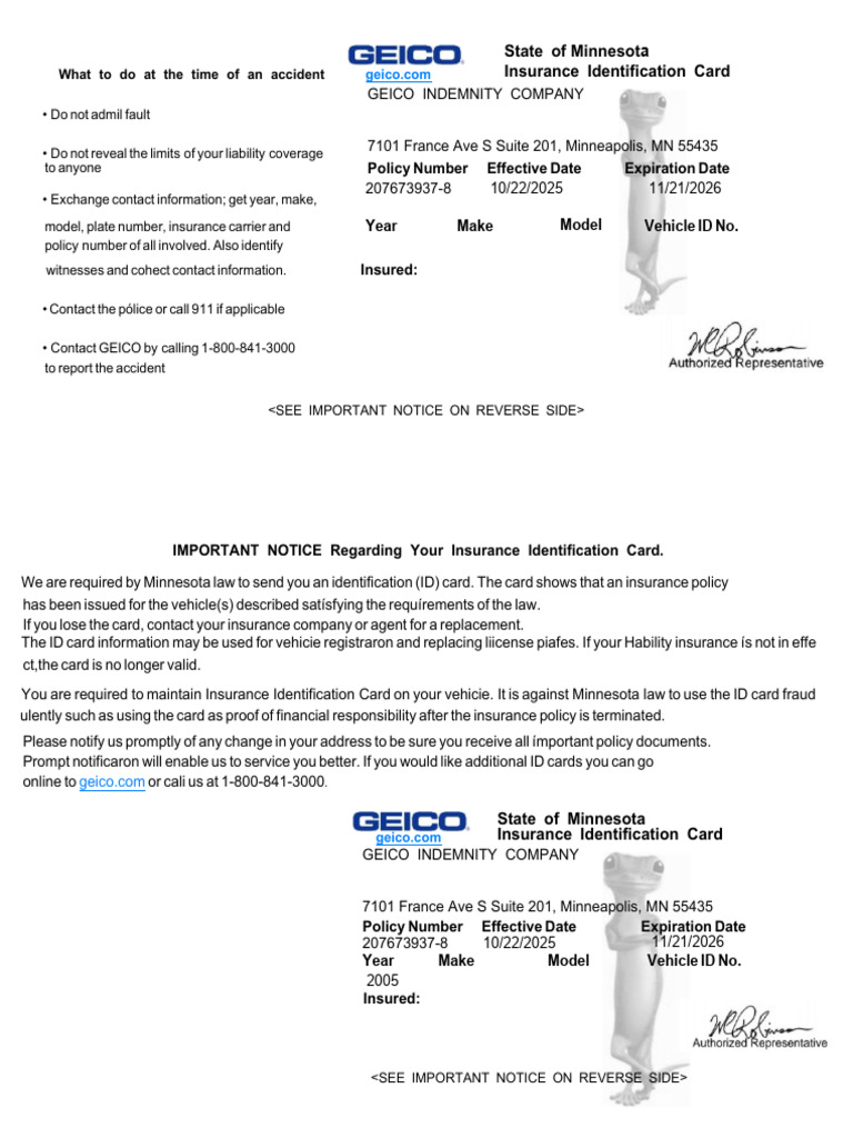 Insurace Geico Seguro | PDF | Insurance | Identity Document