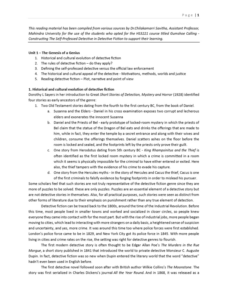Instructor Material Unit 1 | PDF | Detective Fiction | Mystery Fiction